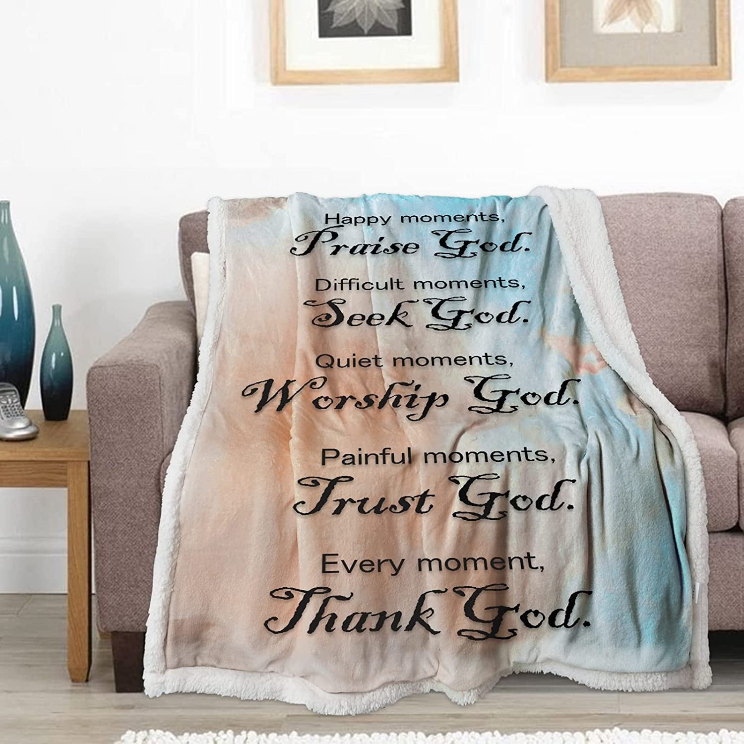 Christian Gifts for Women, Thick Sherpa Throw Blankets Bible Verse ...