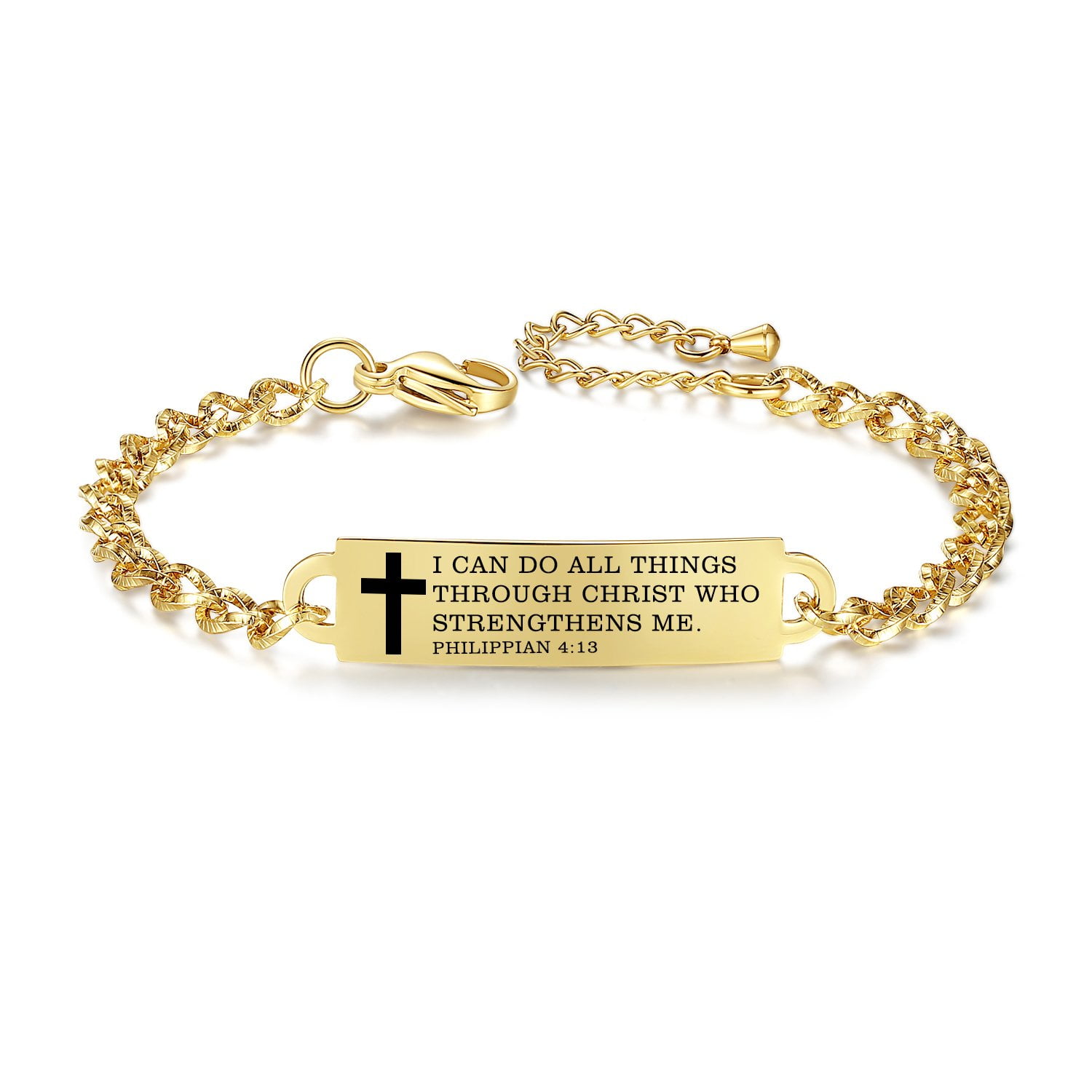 Linnalove Gold Faith with Bible Verse & Inspirational Mantra Engraved ...