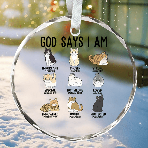 Christian Girl God Says I Am Cat Jesus Faith Bible Verse Ornament, Home ...