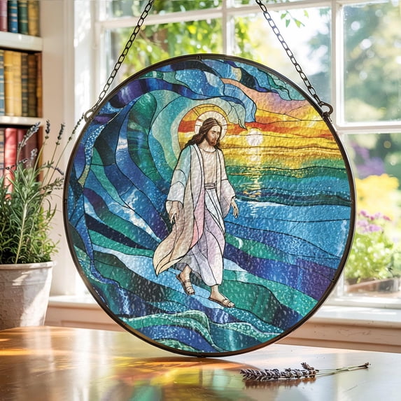 Christian Glass Suncatcher, Religious Window Decor, 6.3 in - Walmart.com