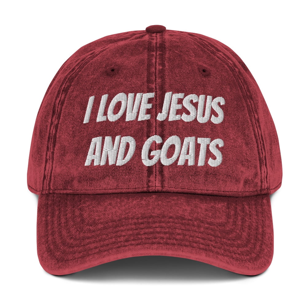 Christian Goat Lover Embroidered Vintage Cap, I Love Jesus and Goats ...