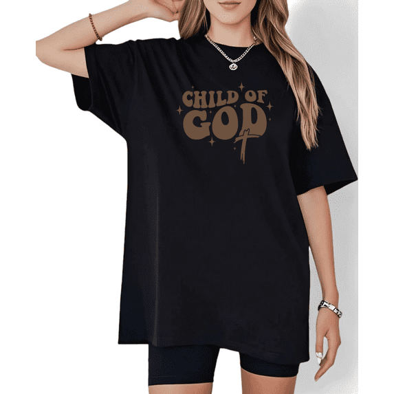 Christian God Adults Child Faith Brown print Graphic Casual Fashion ...