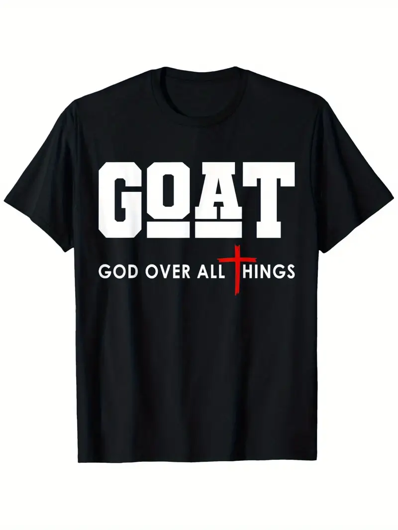 Christian 'God Over All Things' Cross Men Graphic Short Sleeve T-Shirt ...
