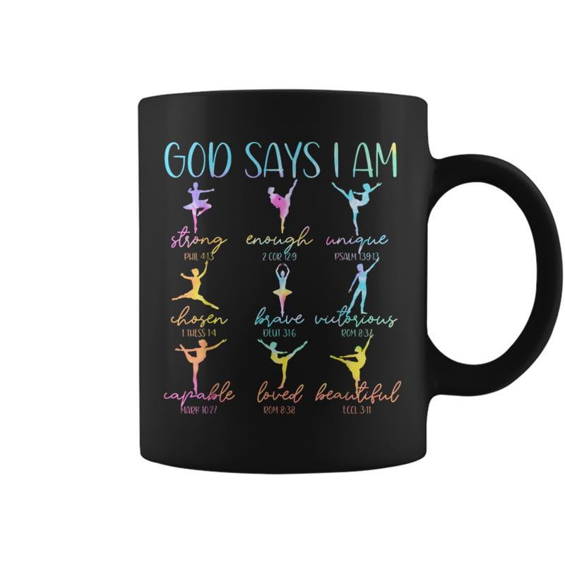 Christian God Says I Am Bible Verse Ballet Dancer Tie Dye Coffee Mugs ...