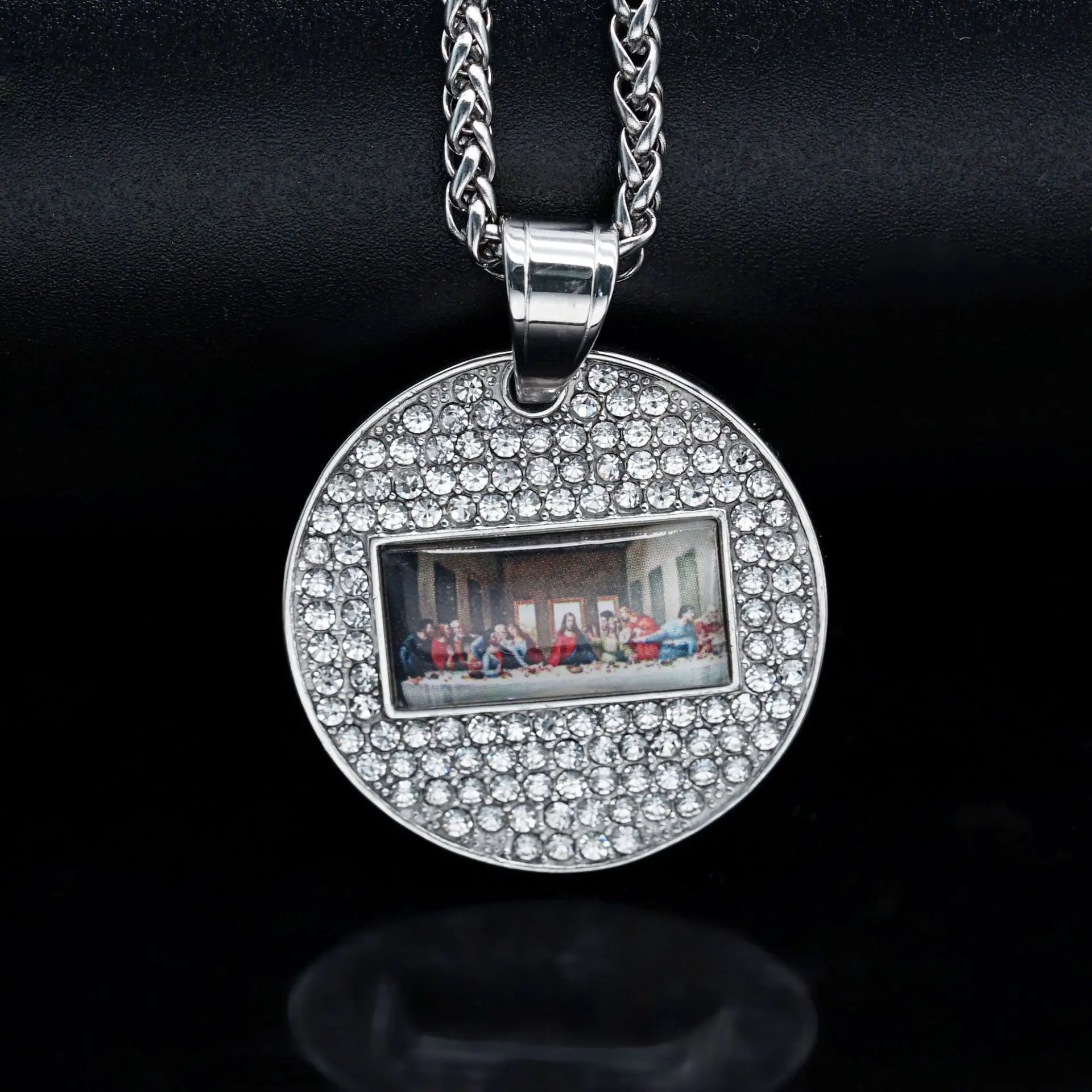 Christian Gold silver Color round The Last Supper Pendant Necklace 14K ...