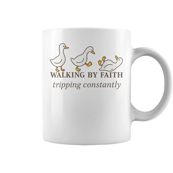 Christian Goose Walking By Faith Tripping Constantly Bible Coffee Mugs ...