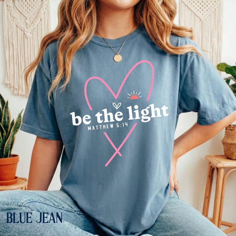 Christian Graphic Matthew 5 14 T-Shirt Bible Verse Be the Light Jesus ...