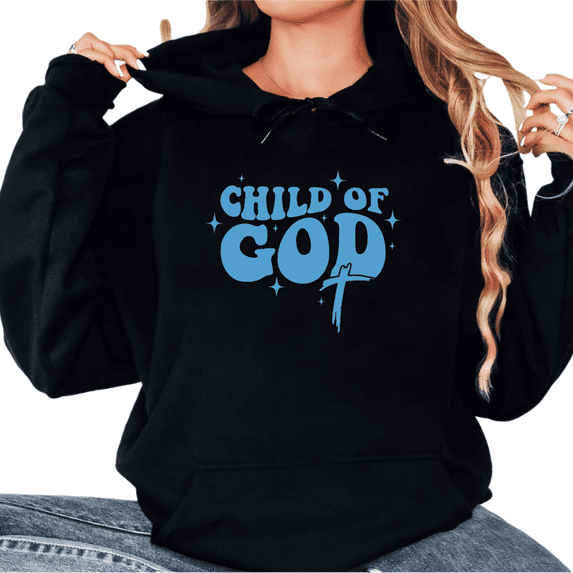 Christian Graphic Pullover, 'Child of God', Blue with Star & Graffiti ...