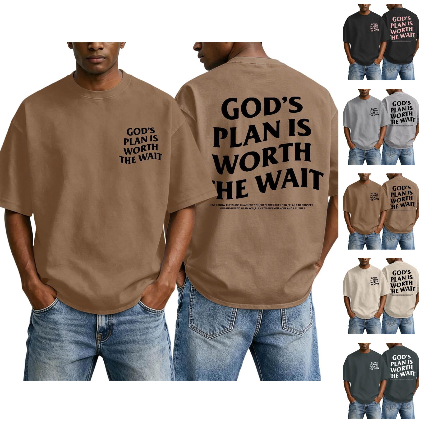 Christian Graphic Shirts for Men God's Plan Is Worth The Wait Oversized ...