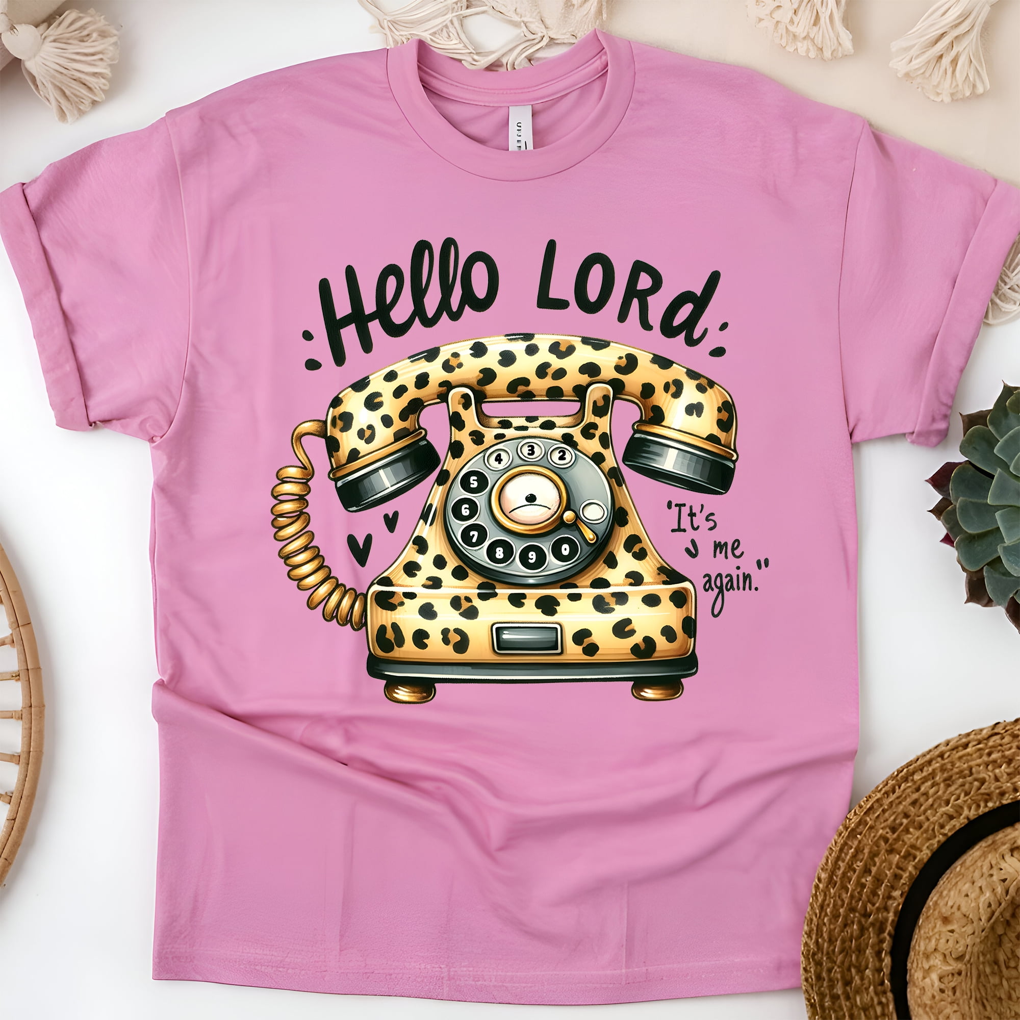 Christian Graphic Tee, Hello Lord It’s Me Again Shirt with Leopard ...