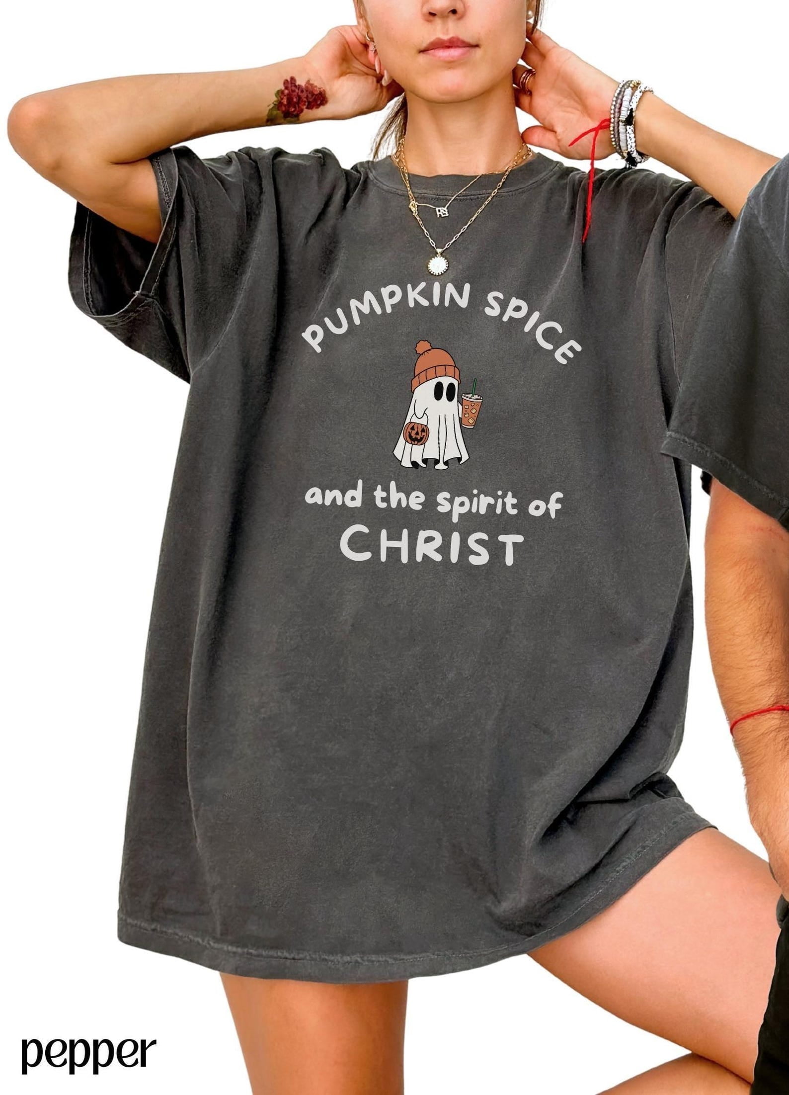 Christian Halloween Shirt, Cute Ghost Pumpkin Spice Coffee, Fall Jesus Shirts, Bible Verse Shirt ...