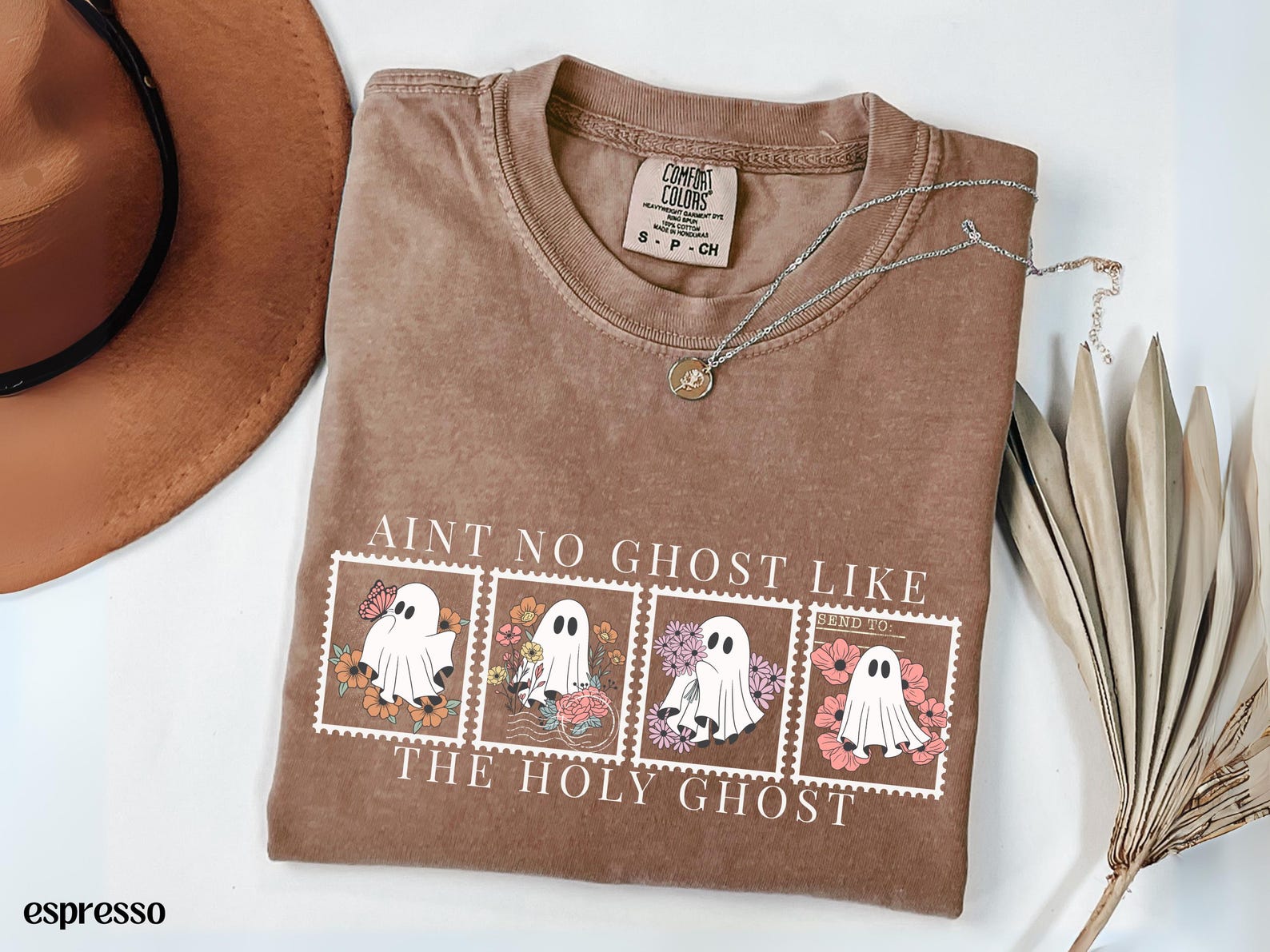 Christian Halloween Shirt, Holy Ghost Floral Postage Stamps, Fall Jesus ...