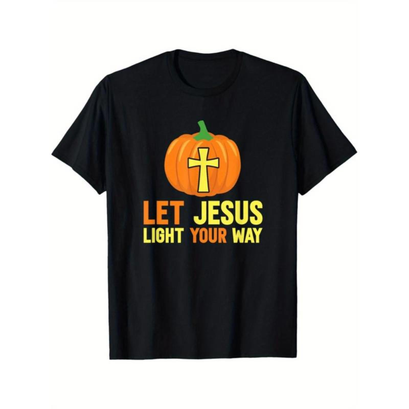 Christian Halloween - Themed Printed Tee,Tops Features "LET JESUS LIGHT ...