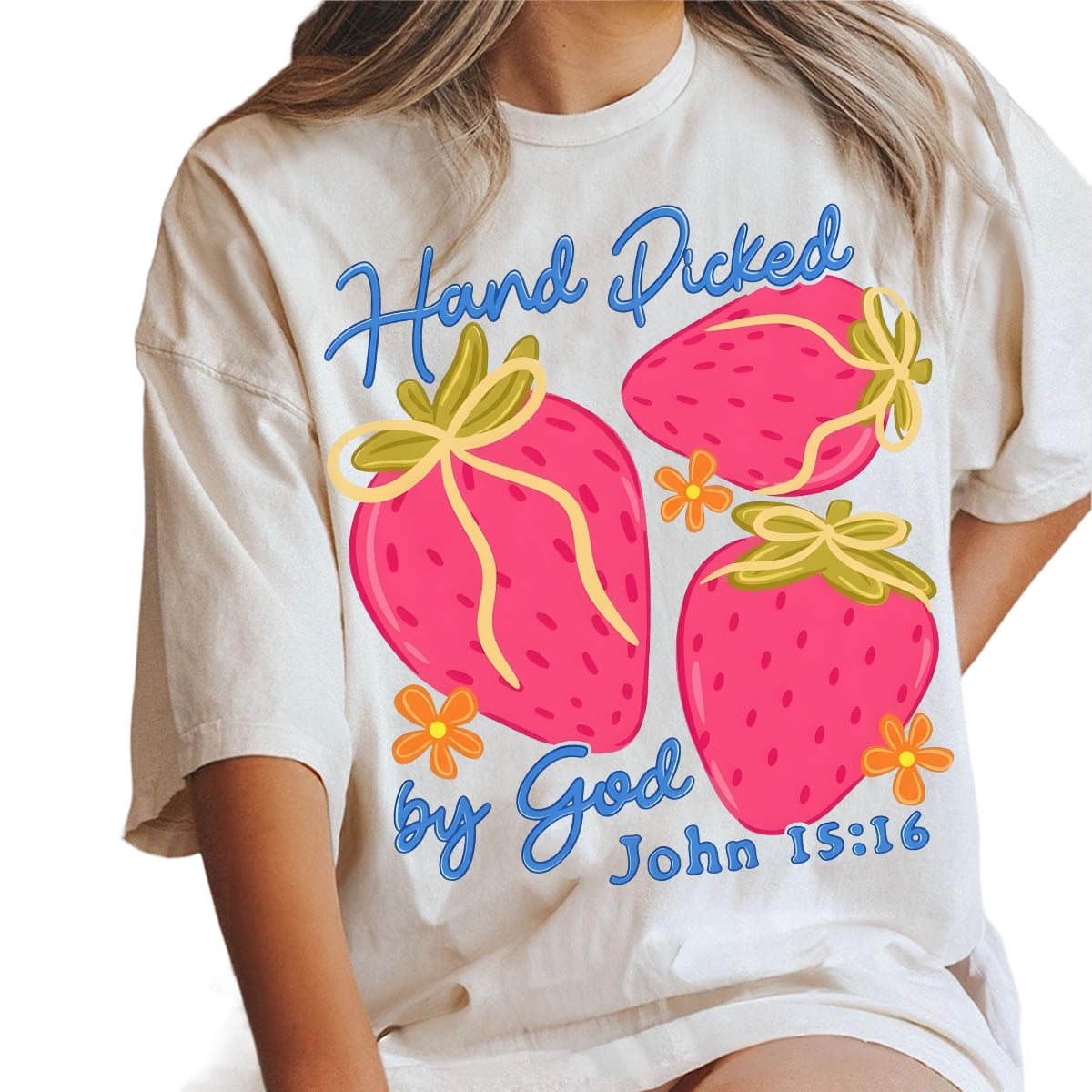 Christian Hand Picked By God Strawberry Graphic Casual T-Shirt for ...