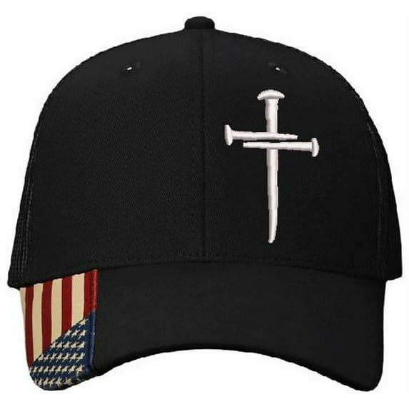 Christian Hats for Men Women Jesus 3 Nail Cross Mesh Back Black AM350 ...