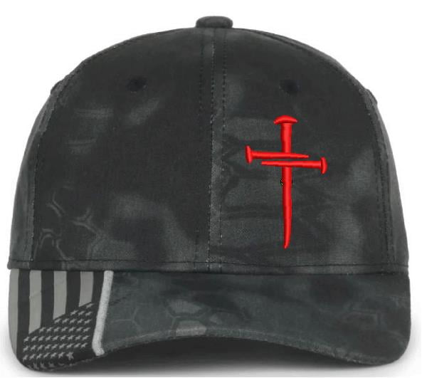 Christian Hats for Men Women Jesus 3 Nail Cross RED CROSS Hat and Decal ...
