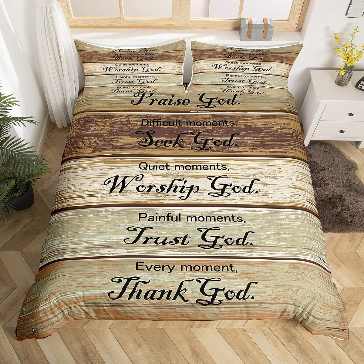 Christian Healing Duvet Cover Set with Inspirational Thoughts and ...