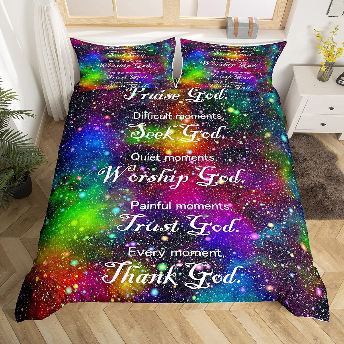 Christian Healing Duvet Cover Set with Inspirational Thoughts and ...