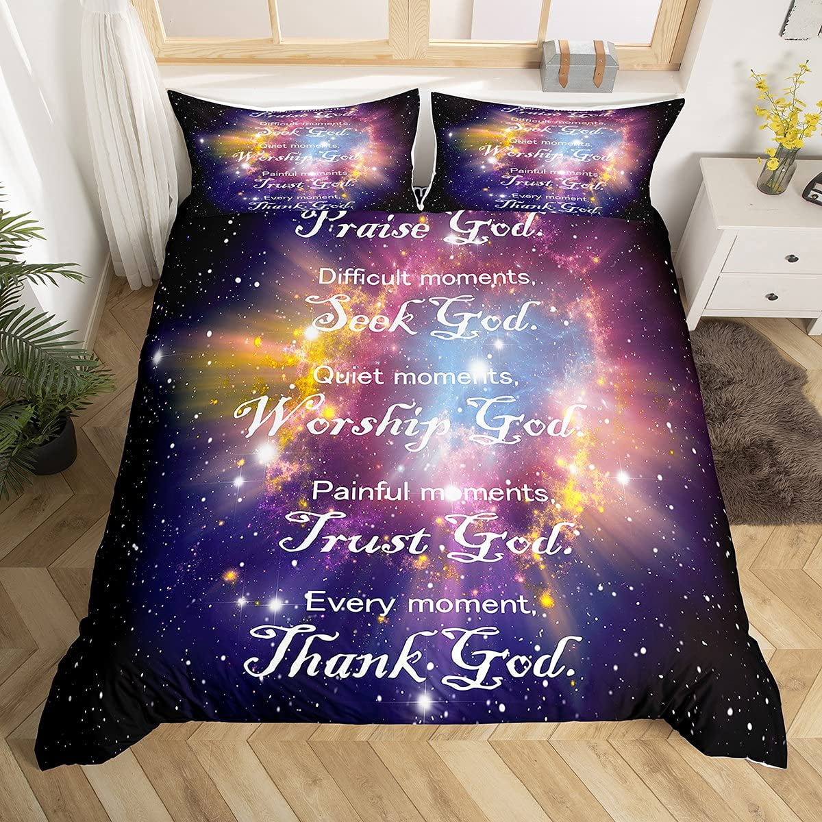 Christian Healing Duvet Cover Set with Inspirational Thoughts and ...