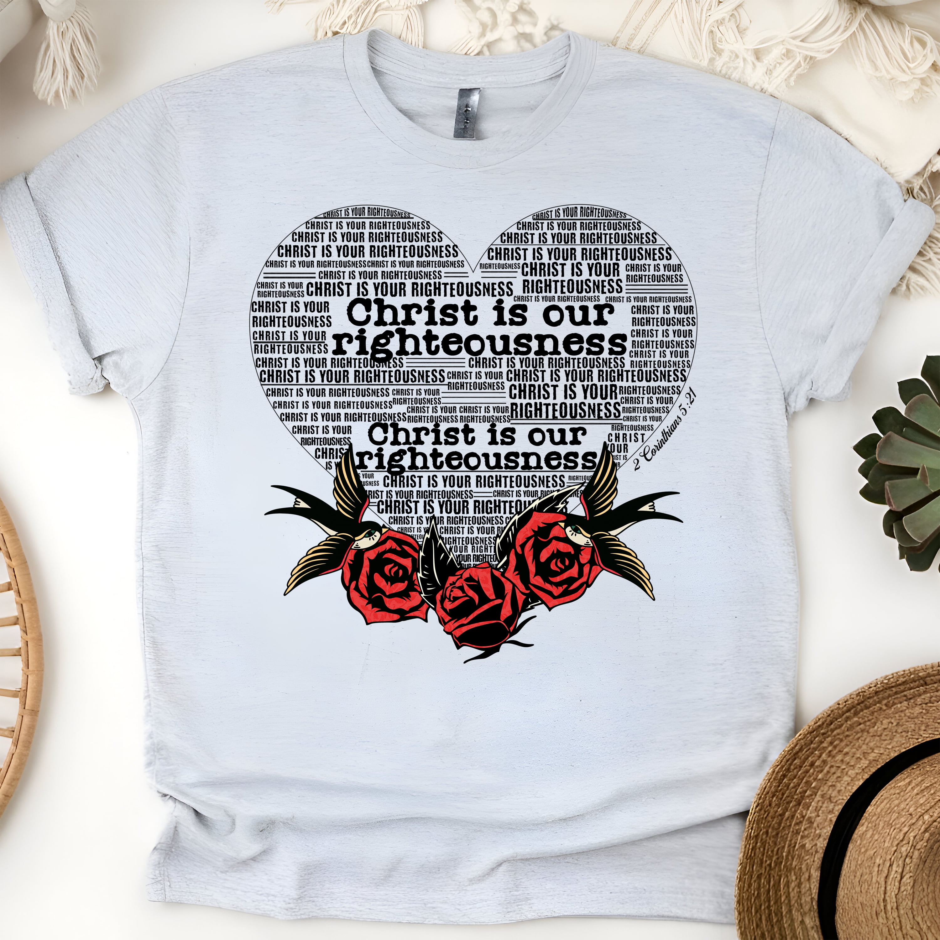 Christian Heart T-Shirt – Christ Is Our Righteousness Scripture Tee ...