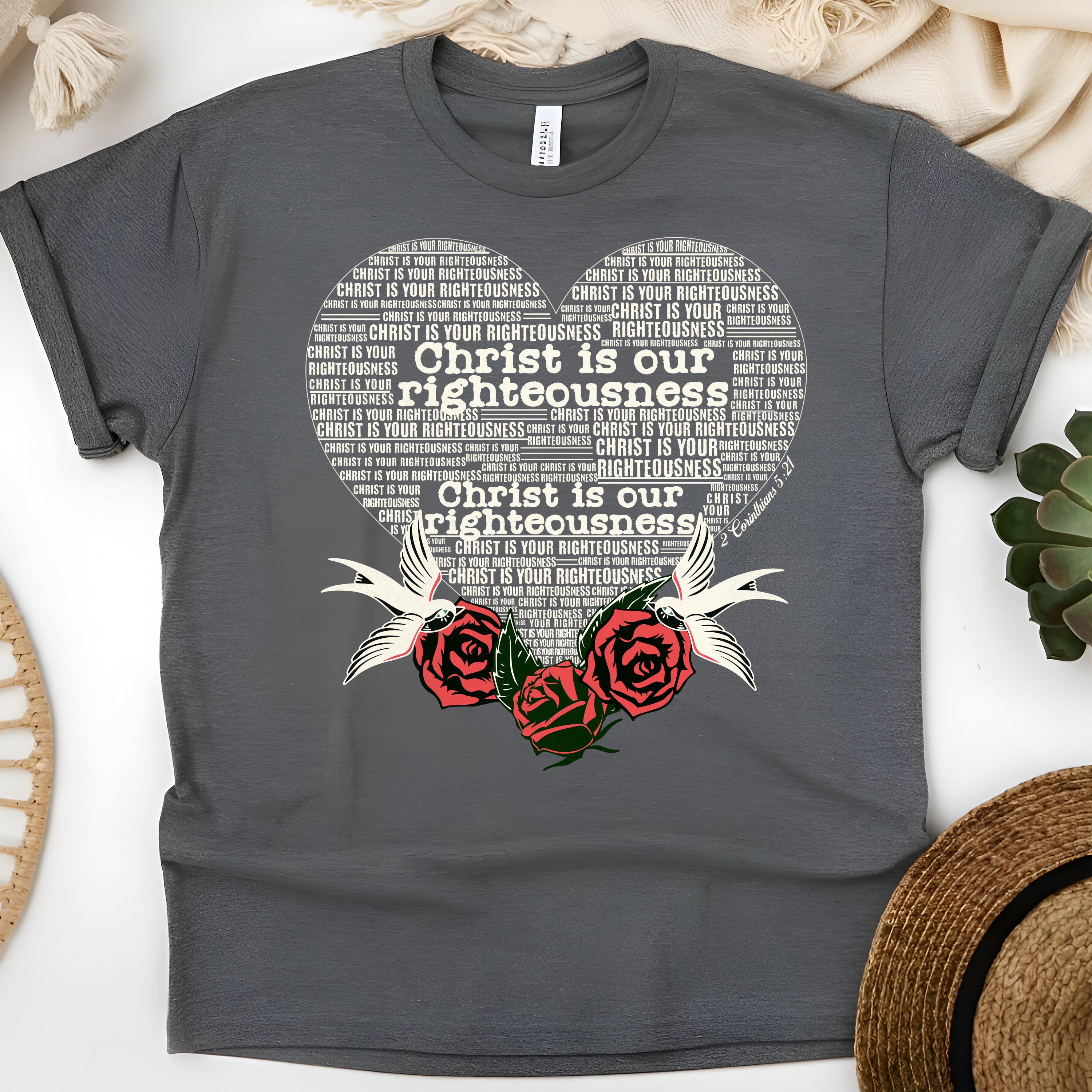 Christian Heart T-Shirt – Christ Is Our Righteousness Scripture Tee ...