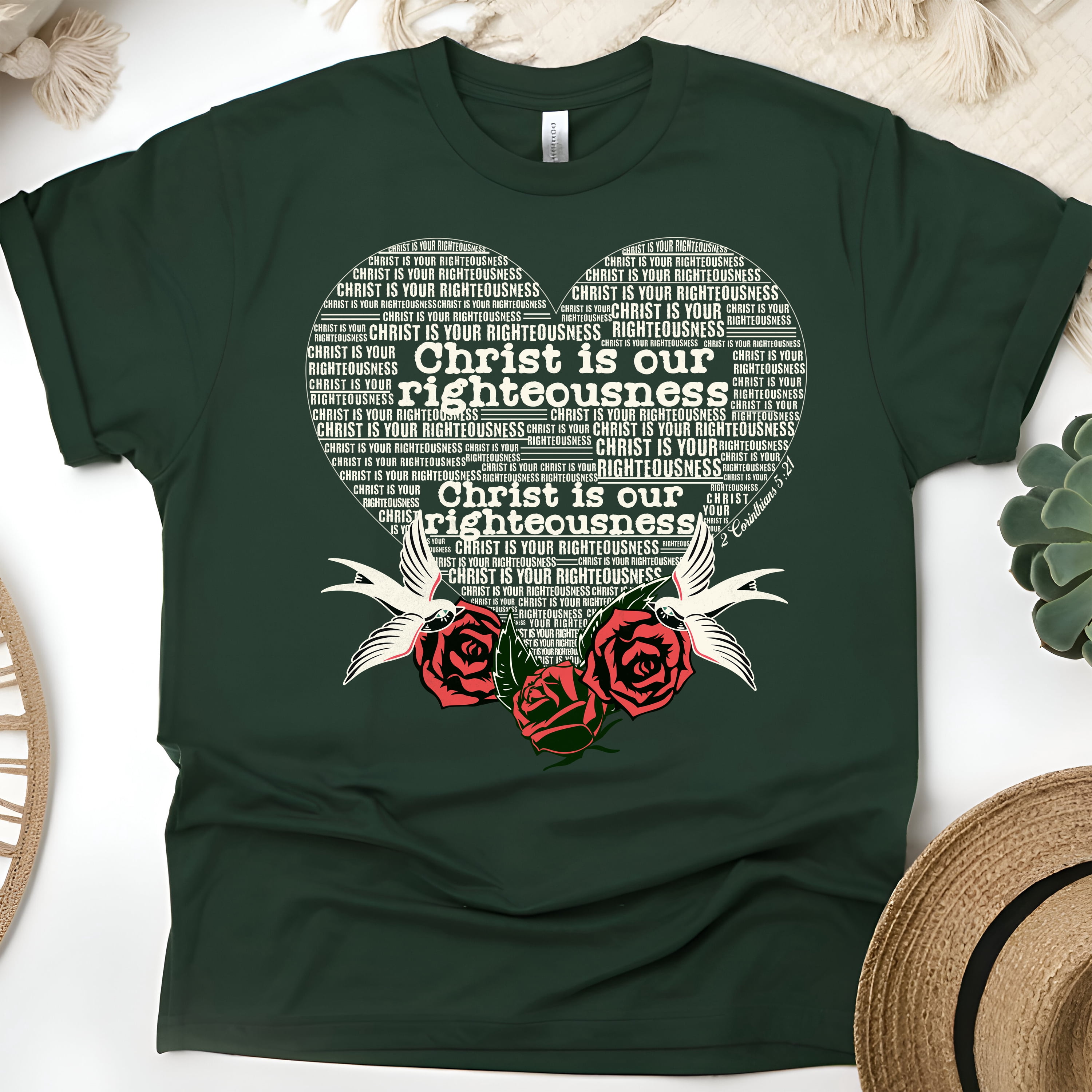 Christian Heart T-Shirt – Christ Is Our Righteousness Scripture Tee ...