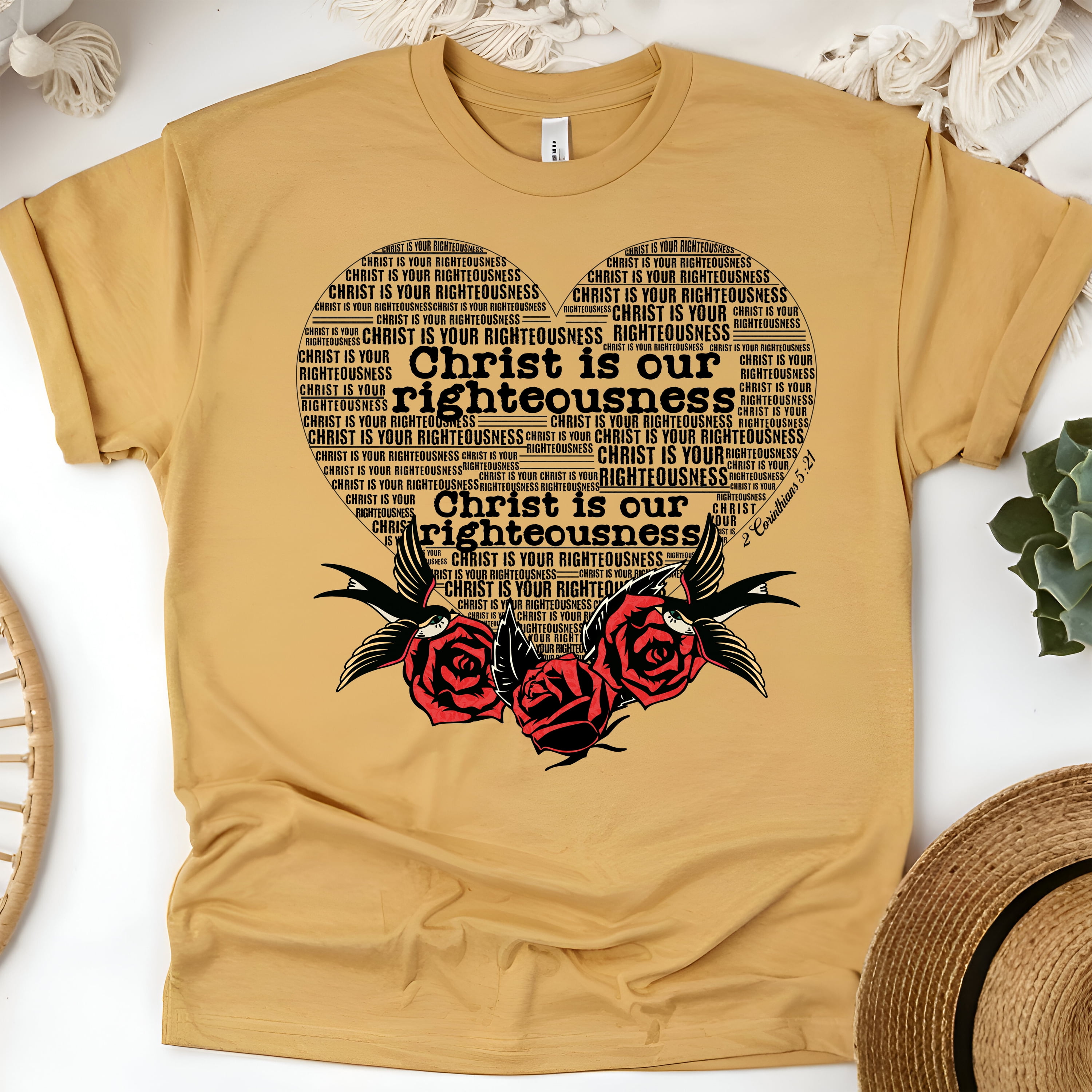 Christian Heart T-Shirt – Christ Is Our Righteousness Scripture Tee ...