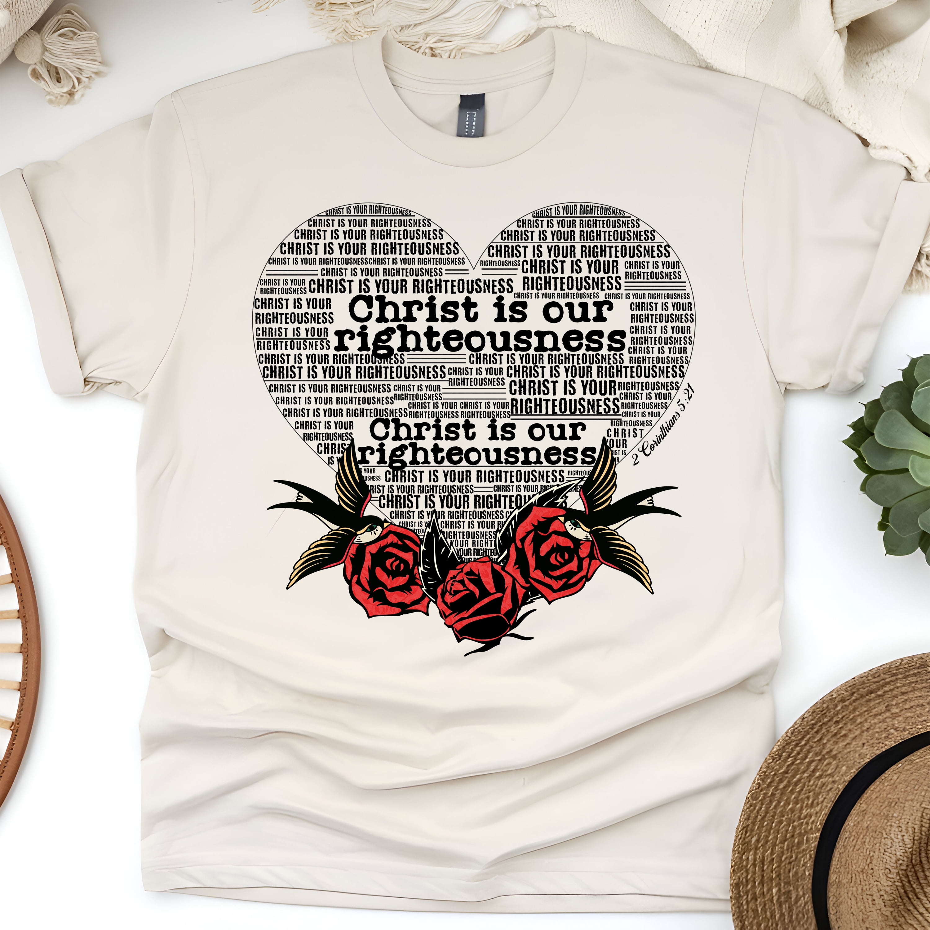 Christian Heart T-Shirt – Christ Is Our Righteousness Scripture Tee ...
