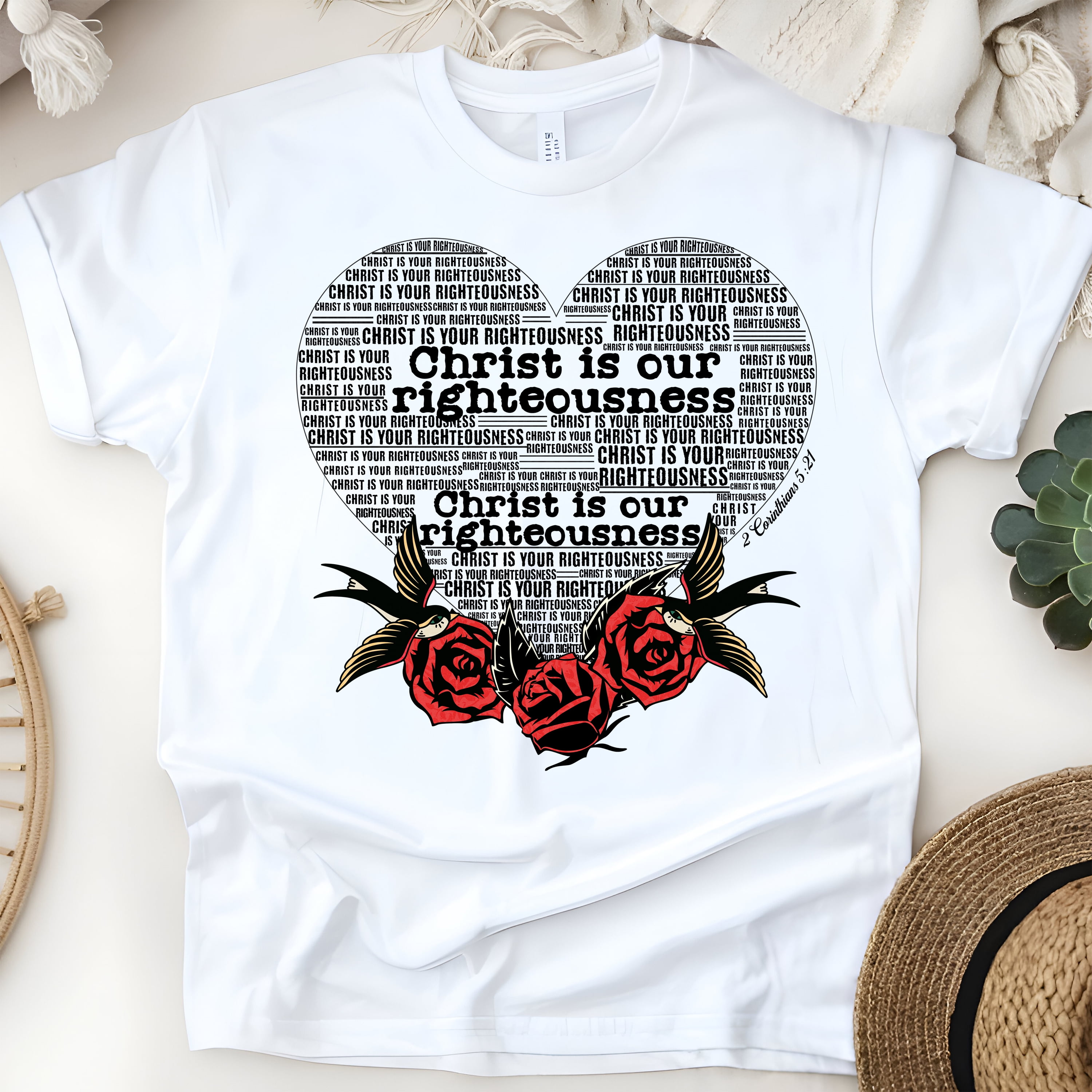 Christian Heart T-Shirt – Christ Is Our Righteousness Scripture Tee ...
