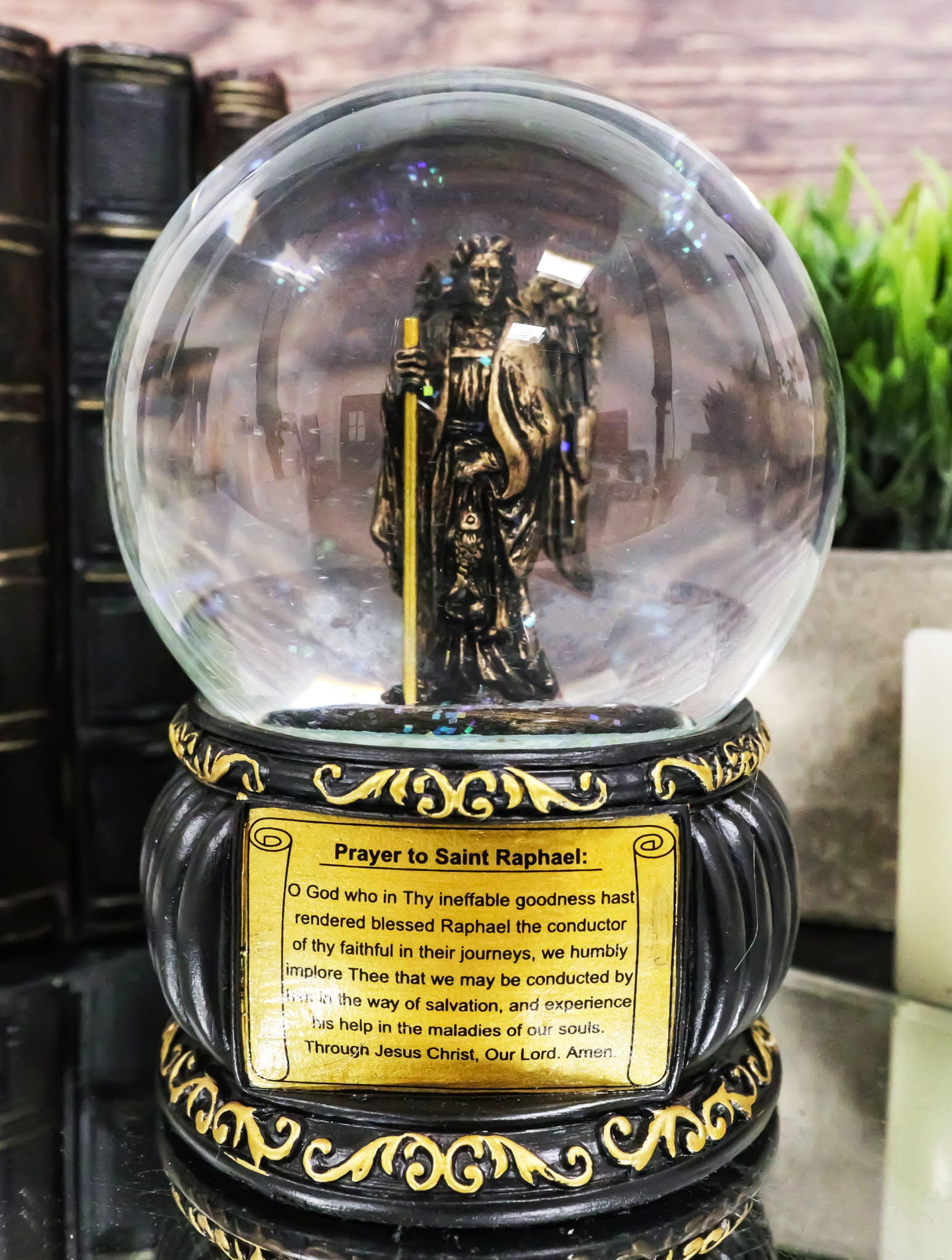Christian Holy Archangel Saint Raphael Angel Of Healing Water Globe ...