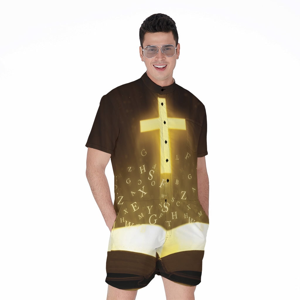 Christian Holy Bible Short Sleeve Men'S Rompers, Jesus Christian Casual ...