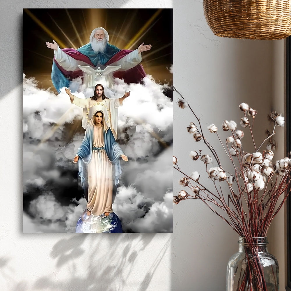 Christian Holy Trinity God Jesus Mary Canvas Wall Decor Ready to Hang ...