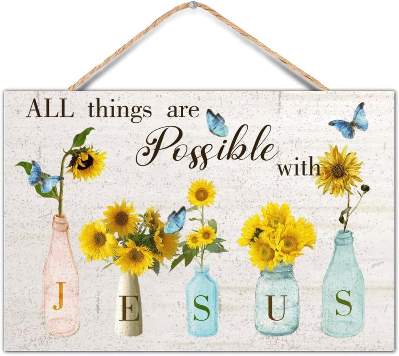 Christian Home Decor Plaque, All Things Are Possible with Jesus Sign ...