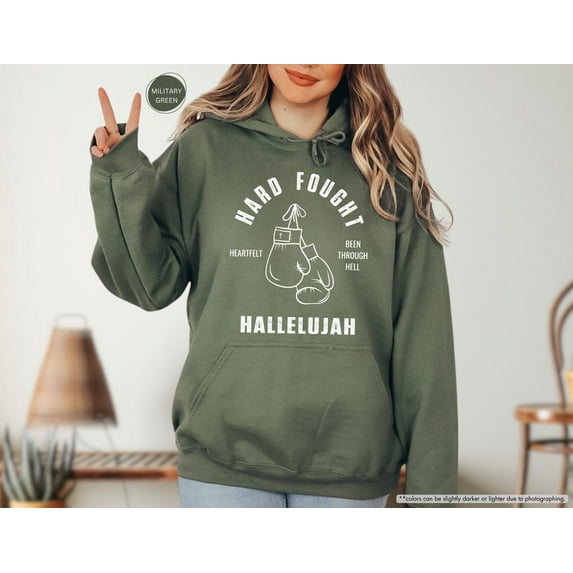Christian Hoodie, Retro Trendy Religious Hoodie, Hard Fought Hallelujah ...