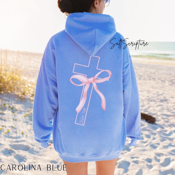 Christian Hoodie with Design on Back, Coquette Christian Hoodie, Bible ...
