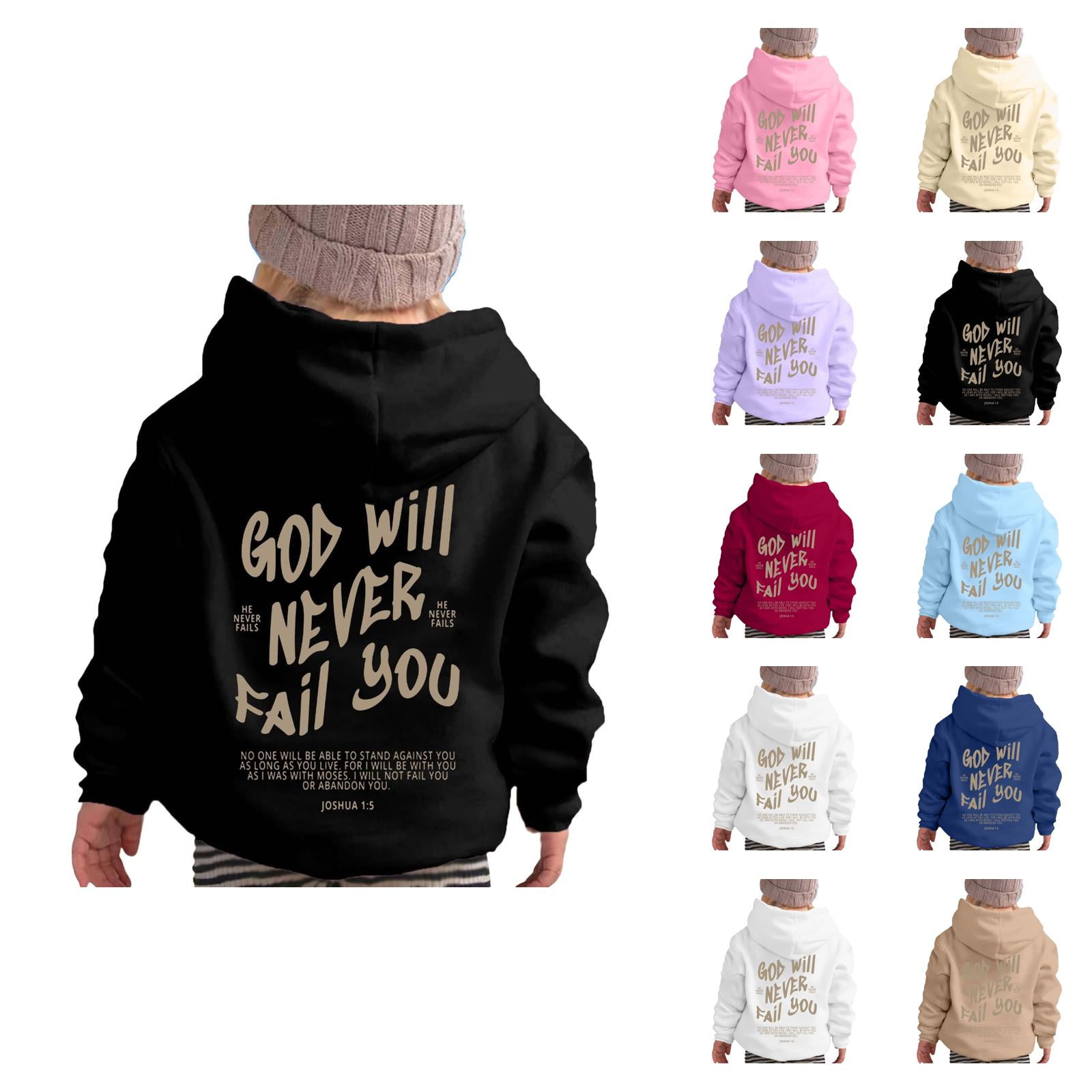 Christian Hoodies for Girls God Will Never Fail You Cute Bible Verse ...