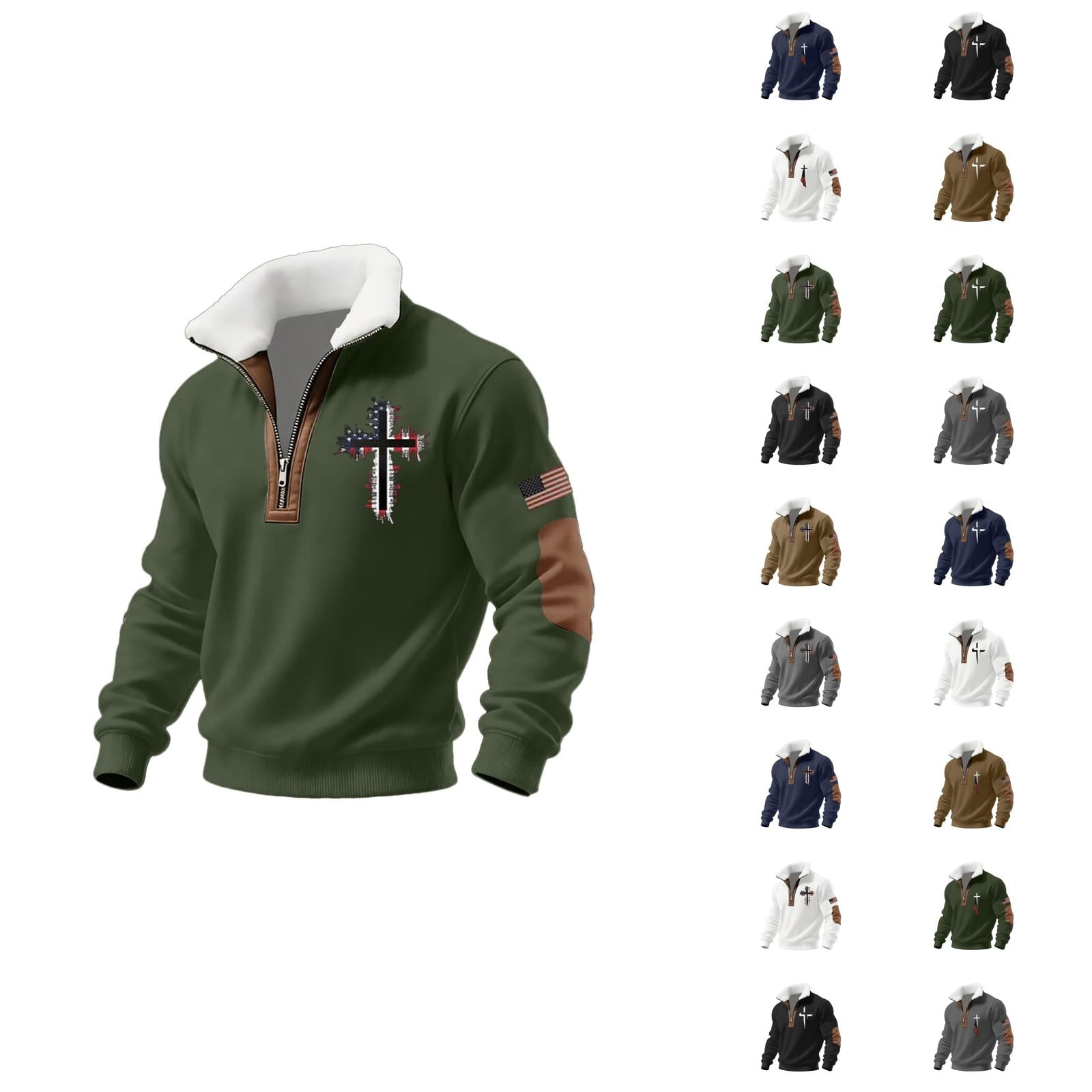 Christian Hoodies for Men,Quarter Zip Sweatshirt Men Cross Faith ...