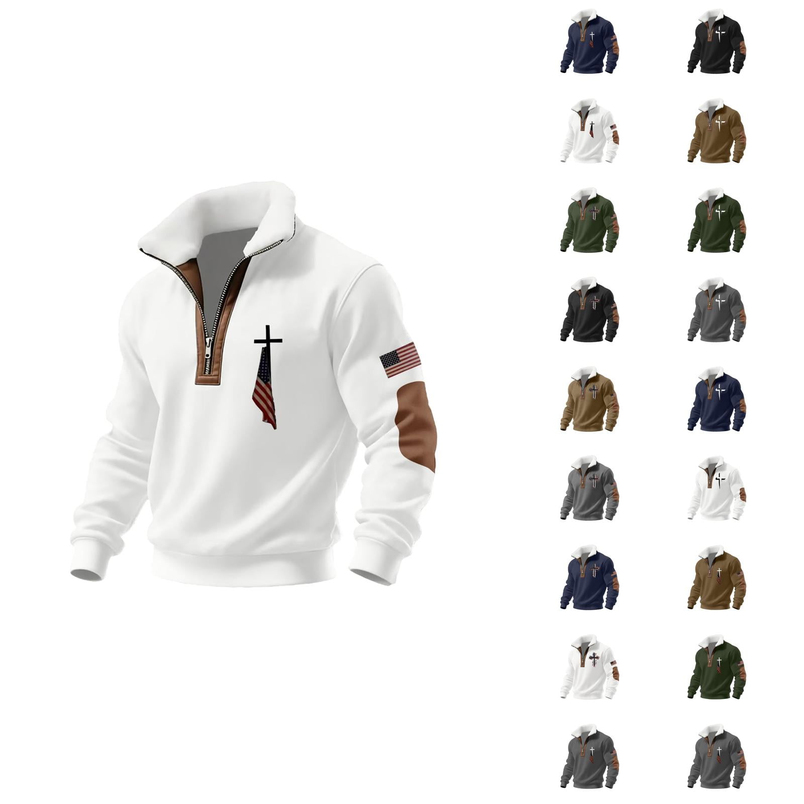 Christian Hoodies for Men,Quarter Zip Sweatshirt Men Cross Faith ...