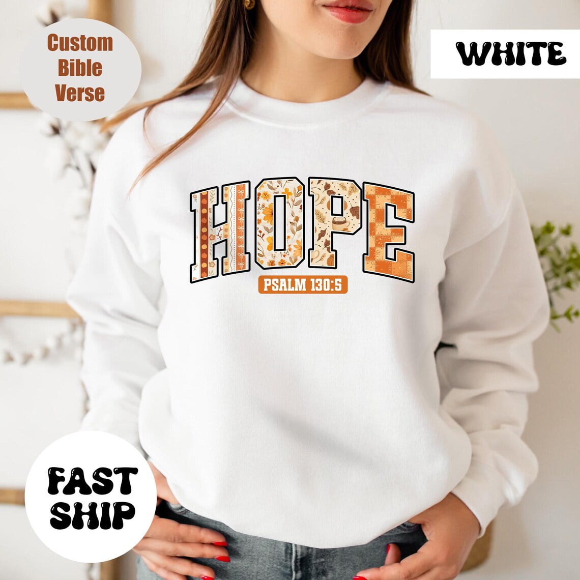 Christian Hope Psalm 130:5 Bible Verse Sweatshirt, Christian Sweatshirt, Faith Based Sweater ...