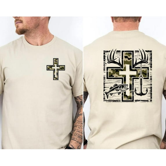 Christian Hunting T-Shirt – Camouflage Cross Deer Hunter & Fishing ...