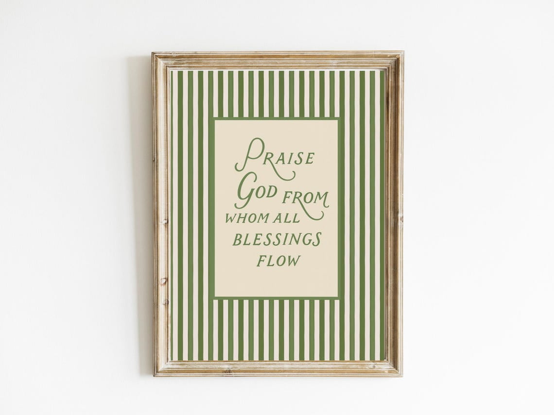 Christian Hymn Poster: Praise God Green Scripture Art, Unframed Poster ...