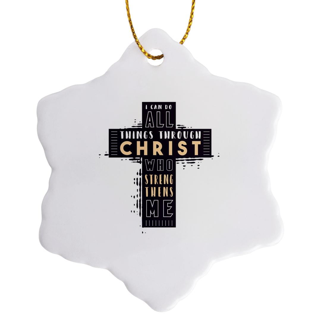 3drose, Christian I Can Do All Things Through Christ Cross Typography ...