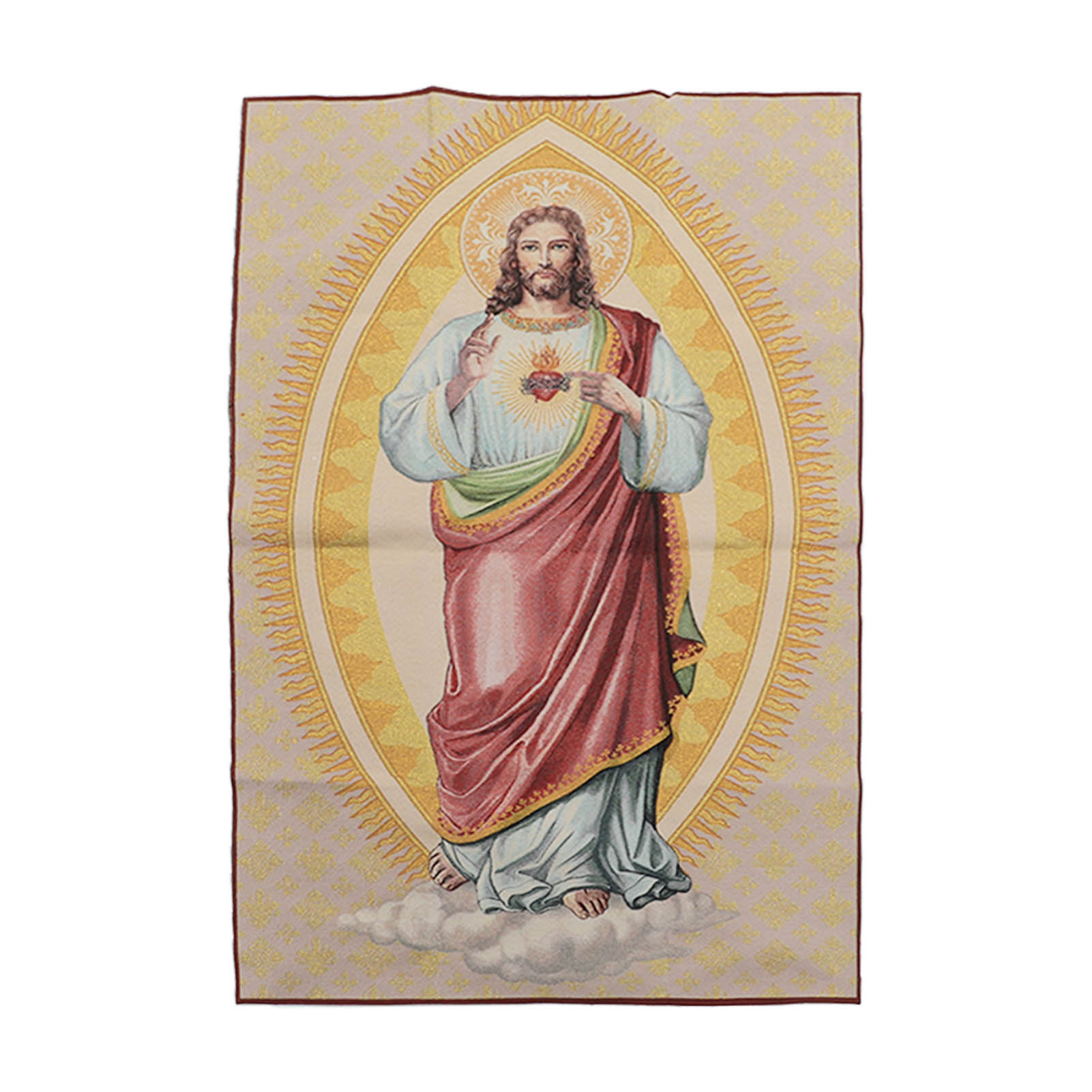 Christian Icons Baroque Style Christian Sacred Heart of Jesus Gold Silk ...