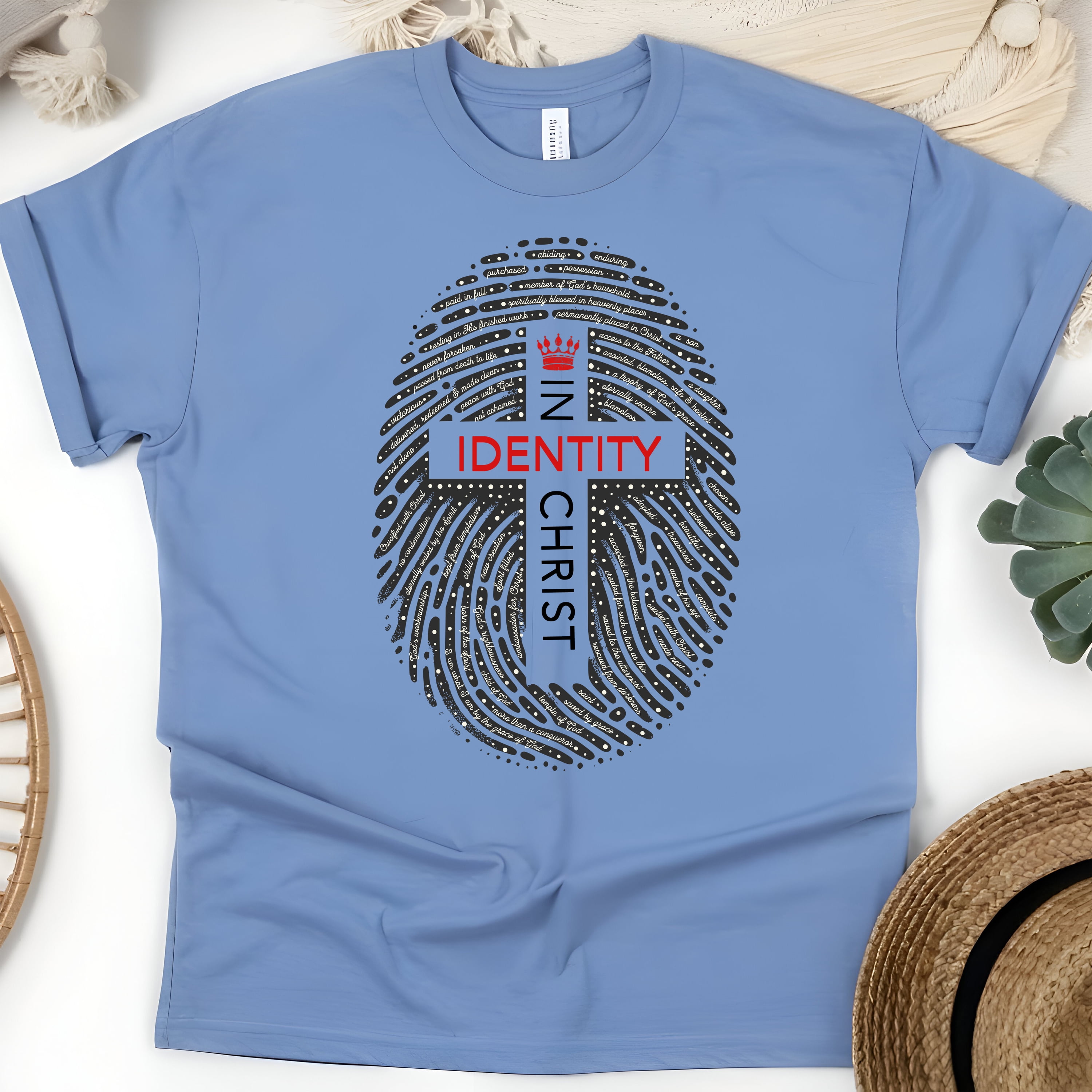 Christian Identity Shirt – Cross and Thumbprint Design Faith Tee ...