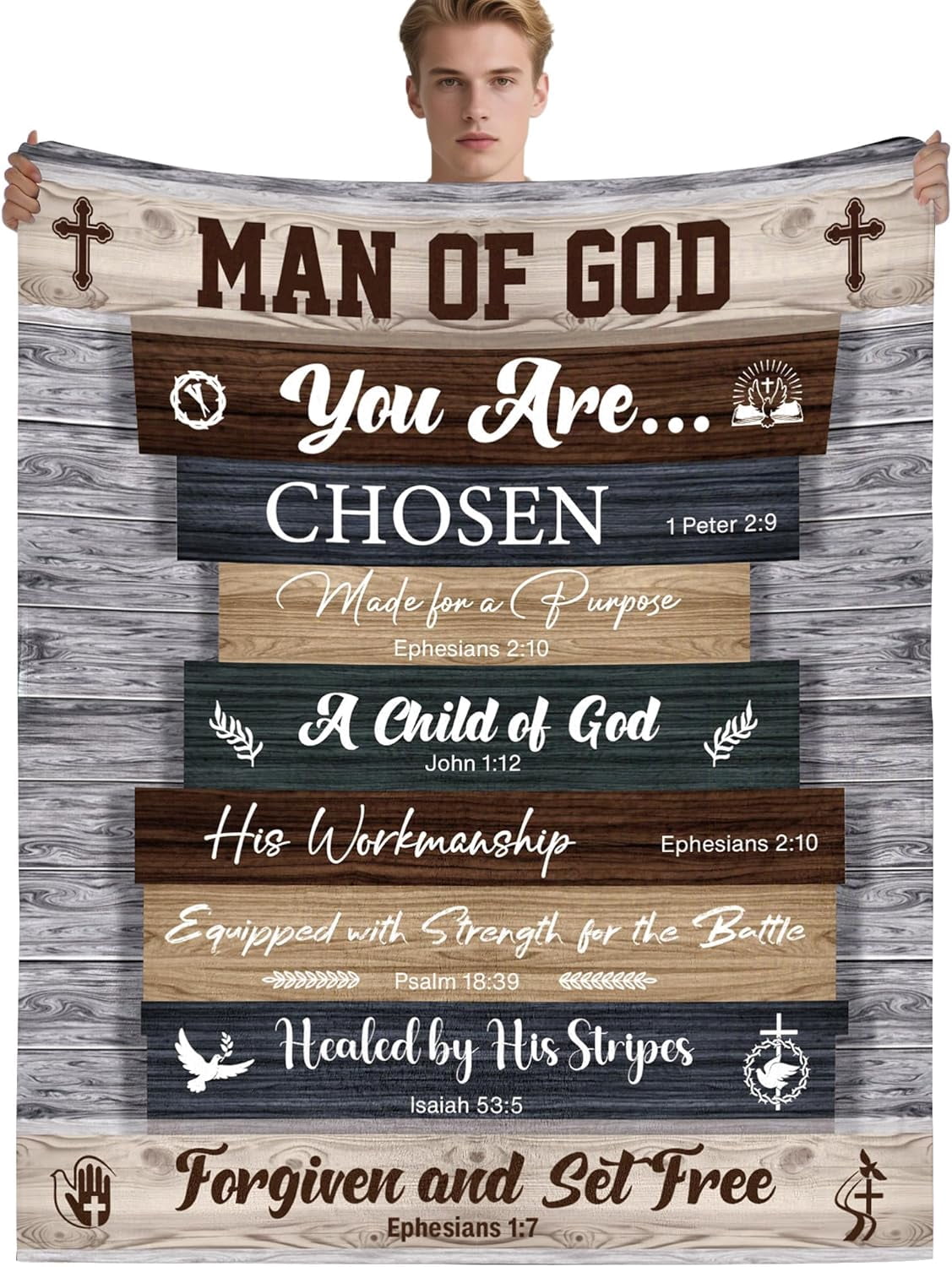 Christian Inspirational Blanket Gifts for Men: 60 x 50 inch Throw ...