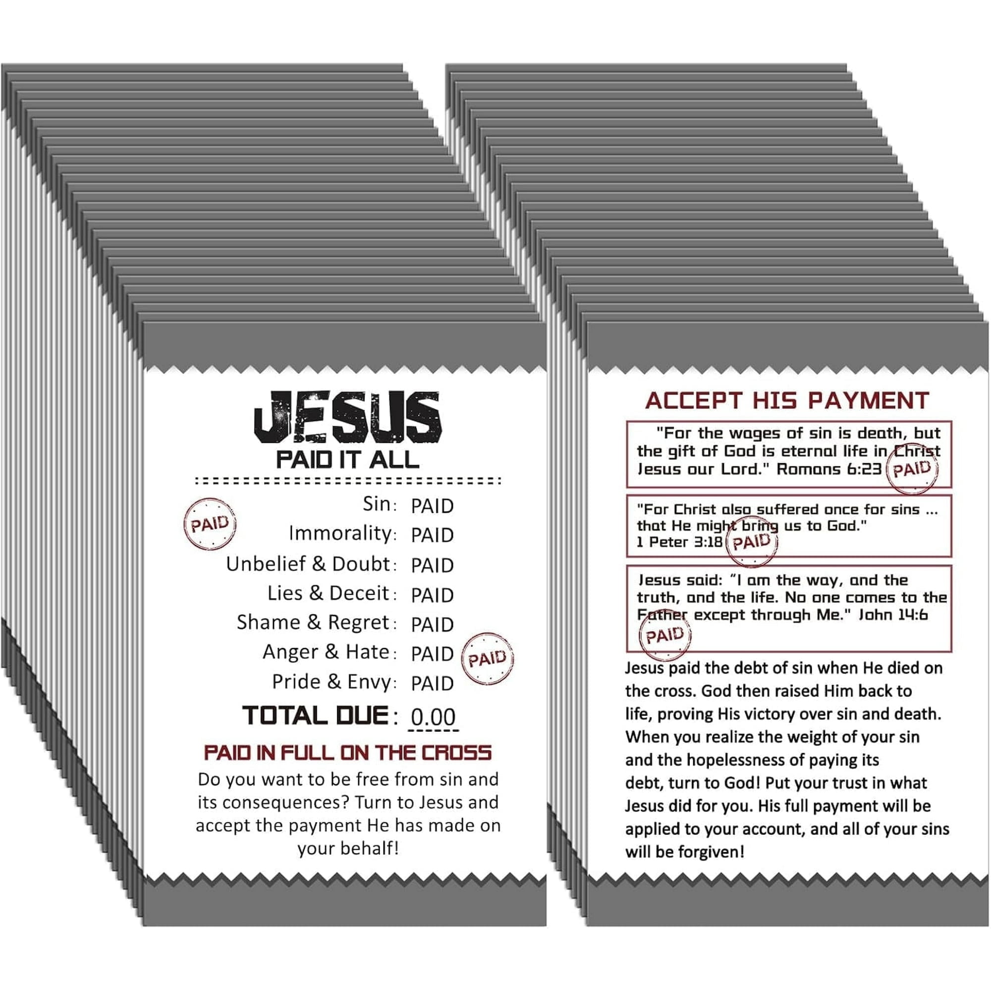 Jesus Paid It All Pocket Scripture Cards 50-Pack, Inspirational Receipt ...
