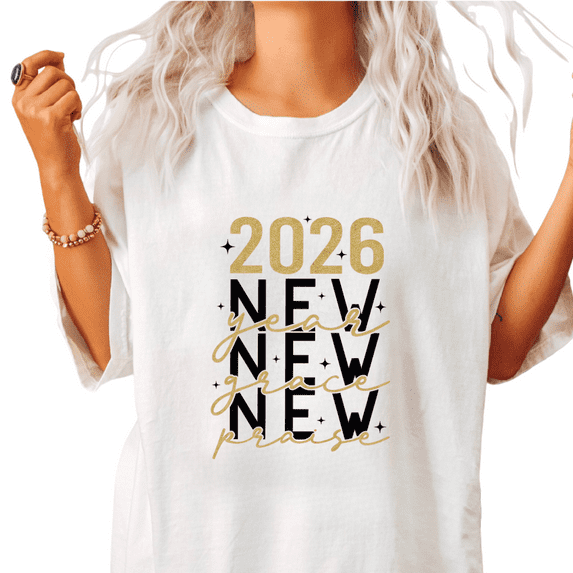 Christian Inspirational T-Shirt - 2026 New Year Grace Praise Tee ...