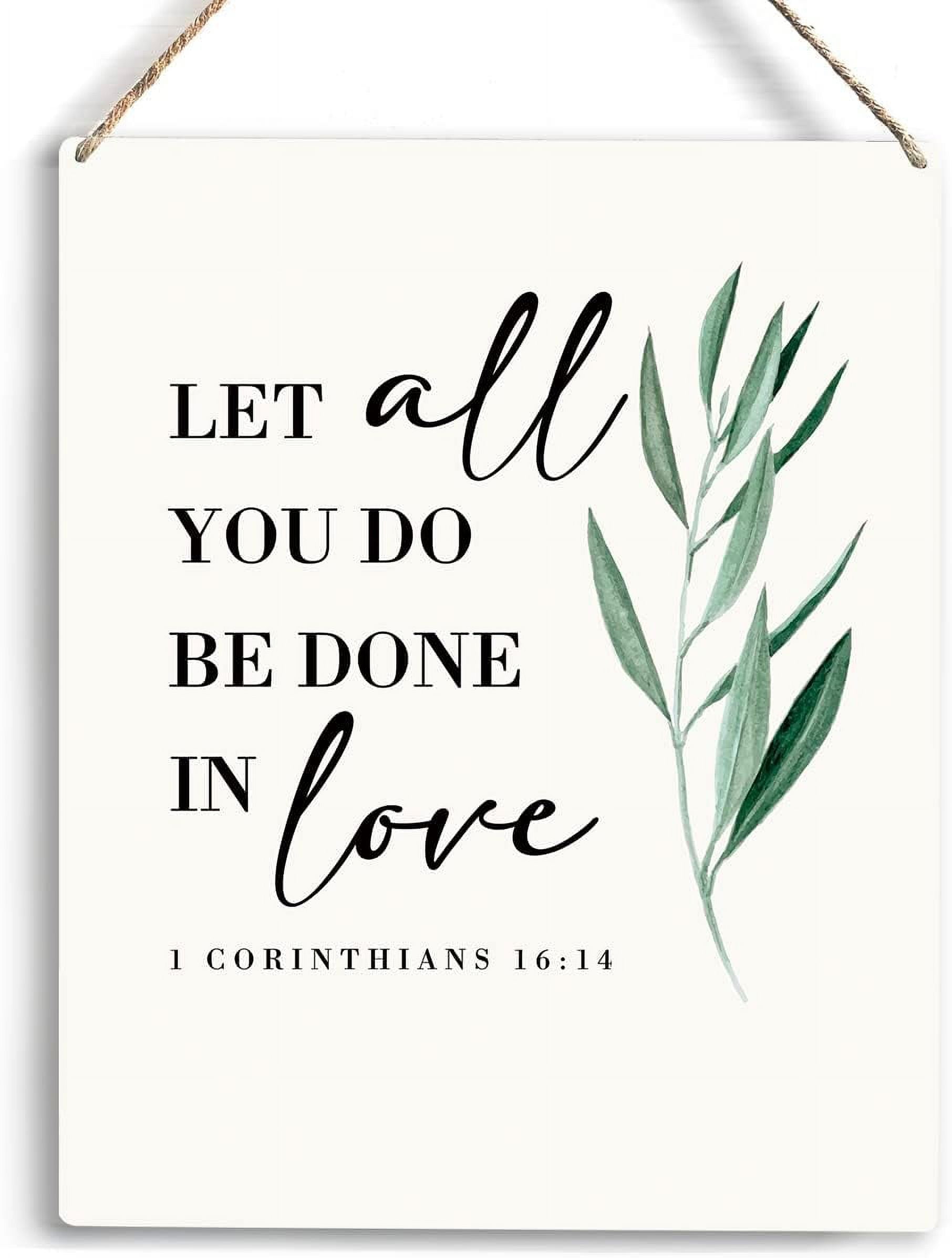 Christian Inspirational Wall Art Let All You Do Be Done In Love Wooden ...