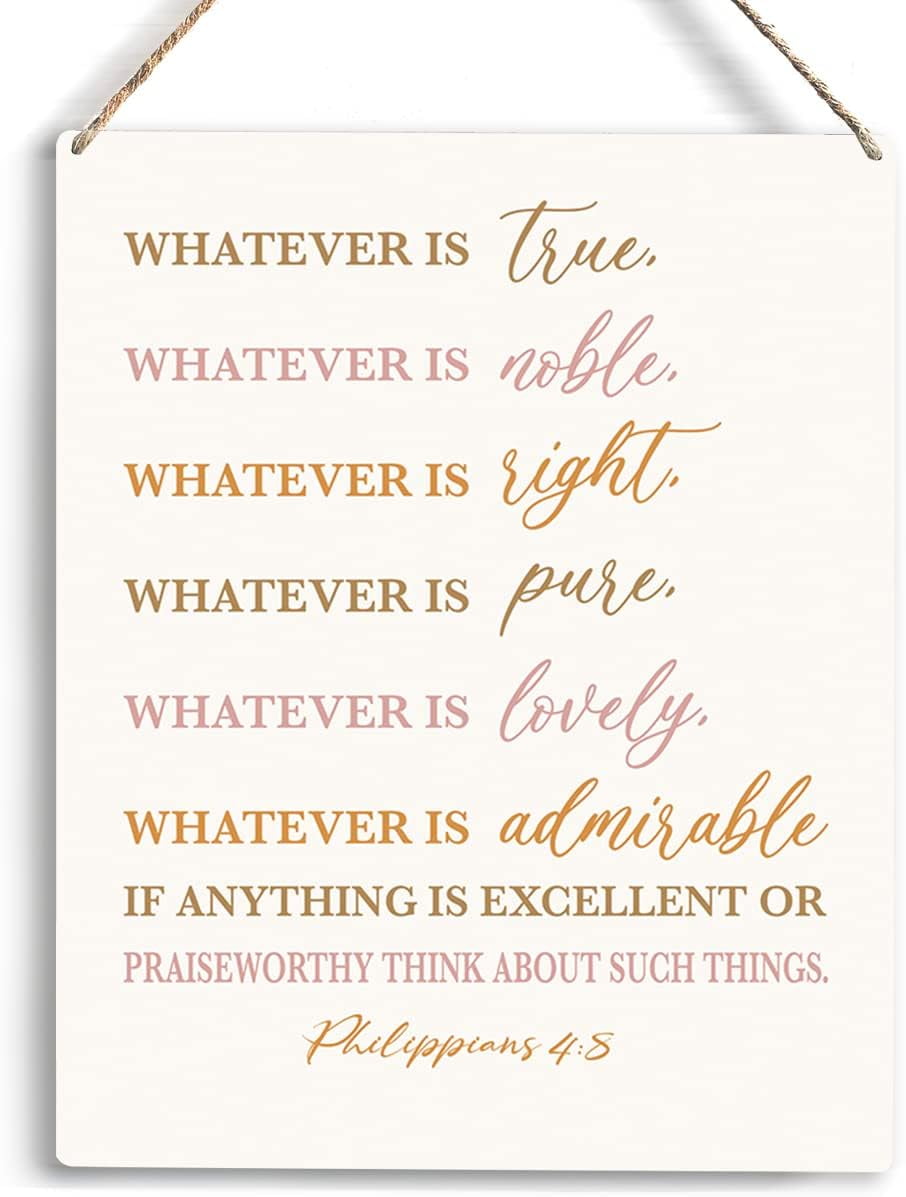 Christian Inspirational Wall Art Whatever Is True Noble Right Pure ...