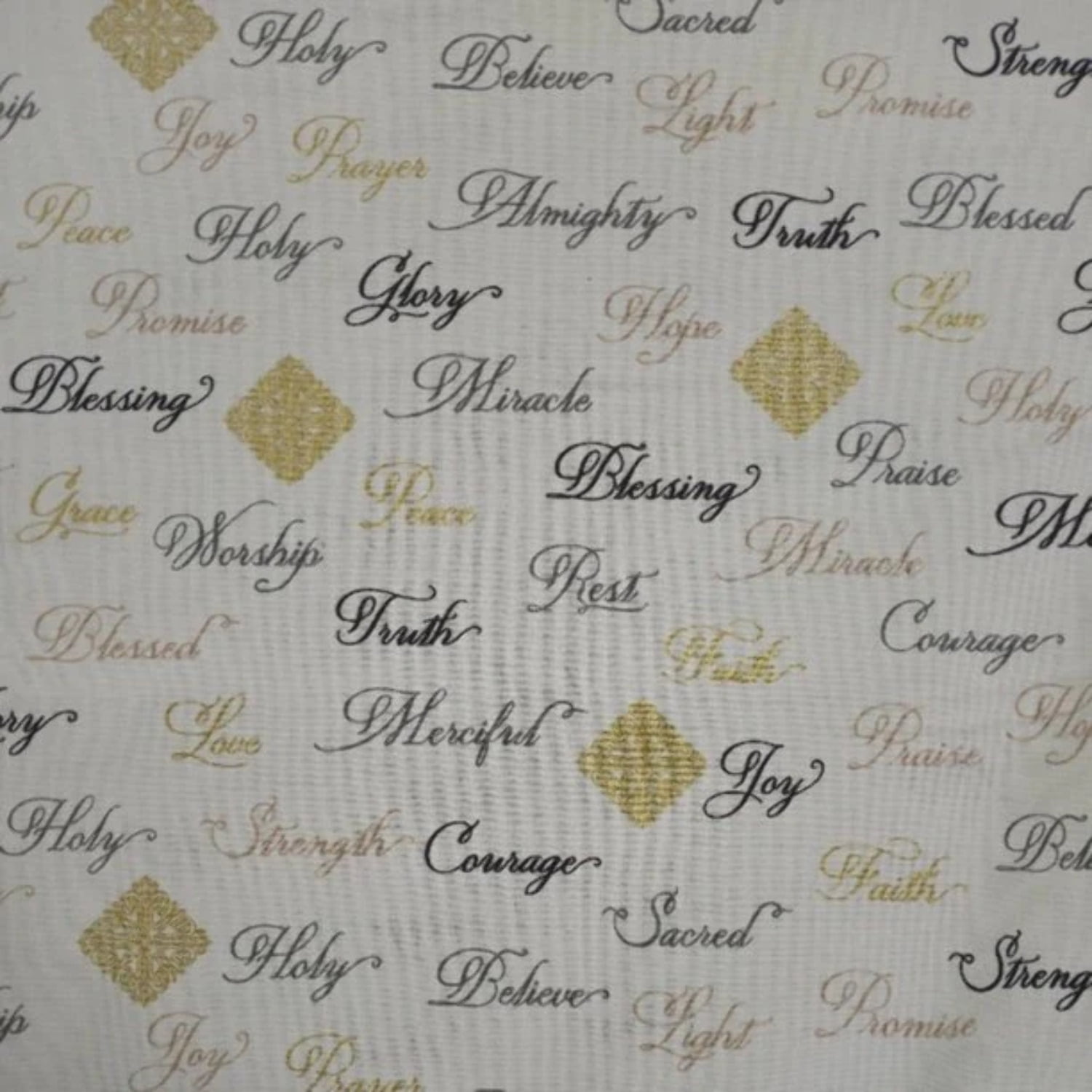 Christian Inspirational Words Glitter White Cotton Fabric - Walmart.com
